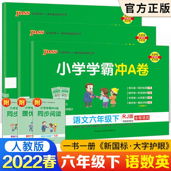 Pass绿卡图书小学学霸冲A卷六年级语文数学英语上册下册试卷人教部编北师版同步课本冲刺试卷小学6年级 冲A卷 六年级下语数英 人教