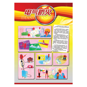 消防安全知识宣传画挂图海报展板消防安全责任告知书墙贴画覆膜防水贴纸VCH VCH36 电气防火 70*50厘米 覆膜防水PP贴纸
