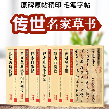 全6册 孙过庭书谱 智永真草千字文 怀素自叙帖 草诀百韵歌 黄庭坚廉颇蔺相如列传 张旭古诗四帖 墨点