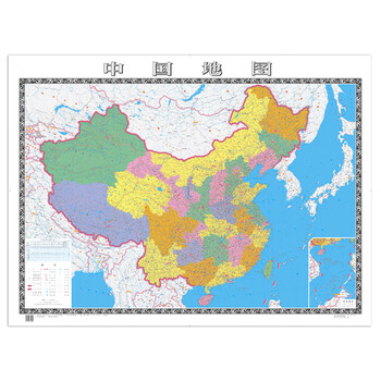 2021全新精装版 中国地图贴图 约1.5米*1.1米地图 办公室商务会议家用 双面覆膜防水无拼接