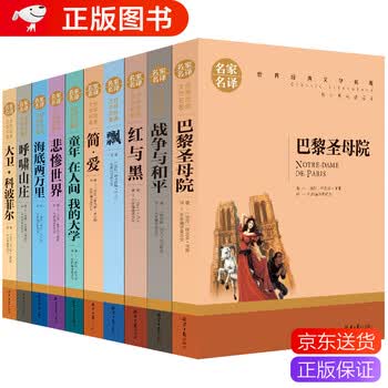 青少年必读名著课外书籍全10册学生版 红与黑 巴黎圣母院 简爱书 悲惨世界 海底两万里 童年