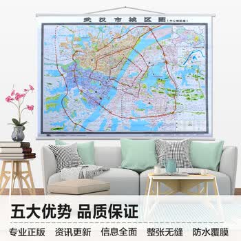 2020武汉市城区图（中心城区版）武汉市地图挂图 主城区挂图武汉市交通地标生活信息 1.1米x0.8