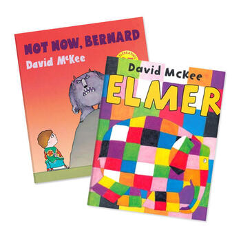 Elmer/Not Now Bernard 花格子大象艾玛》、《东东，等一下》套装2册 进口故事书