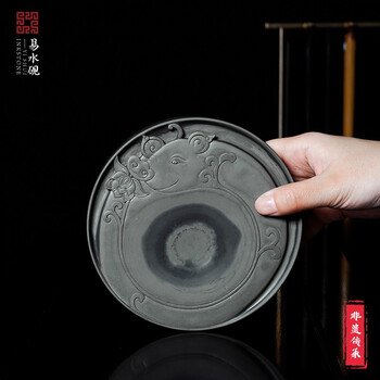 易水砚台《诸事如意》天然玉黛石 高档书法用砚老坑原石砚手工雕刻砚台实用收藏 砚式圆形砚堂平整寓意圆满