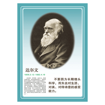 学校名人名言简介宣传画海报挂图班级教室布置标语校园文化覆膜防水贴纸OA51 OA51-02 达尔文 100*70厘米 覆膜防水PP贴纸