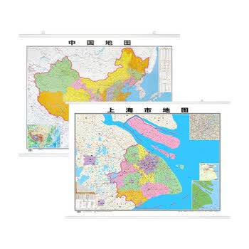 中国地图挂图+分省地图 高清防水加厚约 1.1米*0.8米 旅游/地图挂图 中国+上海地图