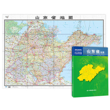（郑州速发）2022山东省地图贴图  折叠盒装政区交通教育办公地图