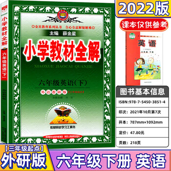年小学教材全解 六年级英语下 外研版三起点 配套外语教研版课同步学习详解练习册 小学英语辅导资料书 英语 六年级下