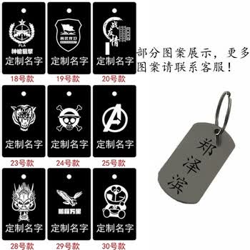 定制金属姓名牌不锈钢姓名牌部队名字晾衣服编号钥匙牌夹子防水人名 10个 双面有字加铁圈
