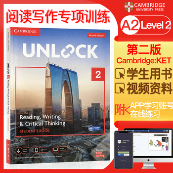 剑桥Unlock教材 剑桥Unlock Reading Writing& Listening Speaking阅读写作学生basic预备级1 2 3 4 5听说读写 Unlock 2 读写