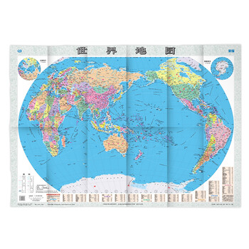 世界地图贴图 2021新版  约1.1米X0.8米 中文版 袋装折叠便携 学生学习 装饰贴图 1:3
