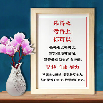 勤学静思戒骄戒躁 学生书房字画挂画励志激励摆件书法座右铭实木相框挂墙画框UTK UTK38 来得及考得上你可以 A3(挂墙专用)