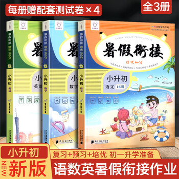 3本新版暑假衔接培优100分小升初语文数学英语人教版 小学生六年级暑假作业期末复习 语数英