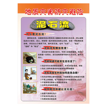 自然灾害的认知与应急宣传画挂图海报如何应对气象灾害科普知识宣传栏墙贴画KPH KPH17 泥石流 40*30厘米 覆膜防水PP贴纸
