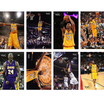 NBA全单人海报球星库里科比詹姆斯艾弗森周边墙贴壁纸明信片 【科比】 【新款高清海报随机4张】