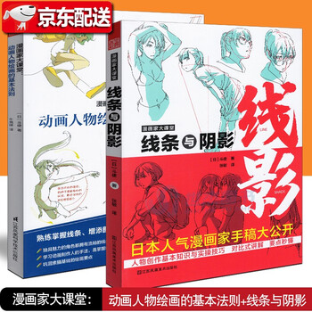 漫画家大课堂【两本】线条与阴影+动画人物绘画的基本法则 日本动漫人物手绘技法 斗使漫画教程书