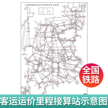 2021年 全国铁路客运运价里程接算站示意图 56.6*80厘米