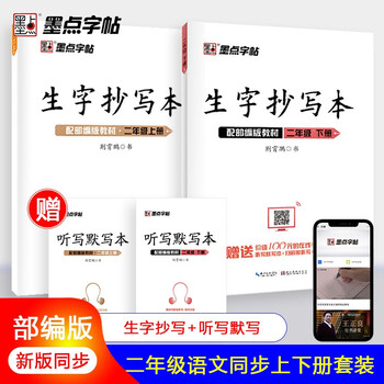 墨点字帖 2022年小学二年级下册教材全解人教版语文生字抄写本（上册下册2册）字帖楷书练字本小学儿童练字二年级上册课本同步专项训练