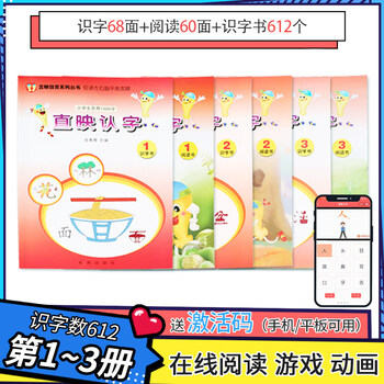 直映认字全套教材识字卡片启蒙幼儿园宝宝早教认知卡网红认字神器 第1-3册识字与阅读(小班)