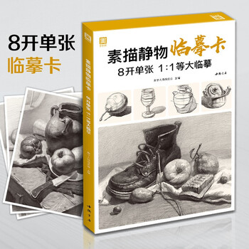 2021新书素描静物临摹卡8开临摹范本组合画册集美术基础单个罐子道具结构照片写生创意卡片联考高考教材