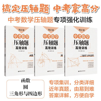 周计划：中考数学压轴题高效训练 函数+圆+三角形与四边形（套装共3册）高分必备刷题练习册，中考真