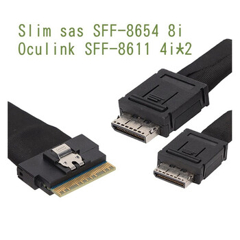 尘土 Slim sas SFF-8654 8i 转Oculink SFF-8611 4i*2高速线缆 SFF-8654 8i转SFF-8611 ...