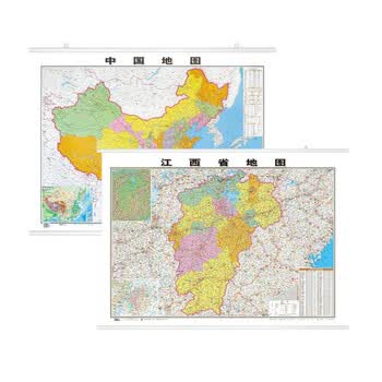 2021新版中国地图挂图+分省地图挂图 约1.1米*0.8米高清覆膜防水行政交通图 中国+江西地图