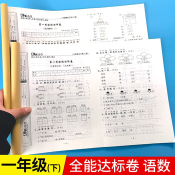 一年级下册试卷语文数学人教版全能达标100分同步训练小学1年级教材冲刺总复习卷周考期中期末单元测试卷 共2本 语文+数学 一年级下册 人教版