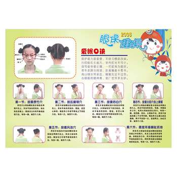 国家标准对数视力表对数表4节6节眼保健操规范动作挂图墙贴纸SCH SCH53 眼保健操 40x60cm  PVC塑料板
