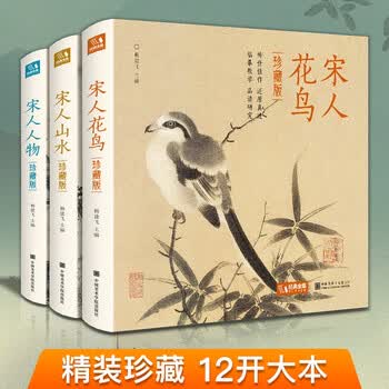 精装3册珍藏版宋人《花鸟》《山水》《人物》宋代画册作品集中国画入门教材临摹范本设色精品书籍艺小品集
