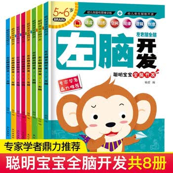 左右脑开发 专注力训练 2~6岁全8册 幼儿全脑逻辑思维训练早教启蒙 儿童智力开发益智游戏书 全八册