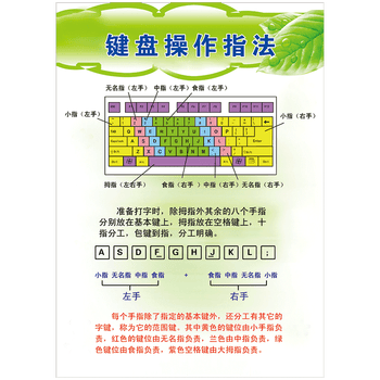键盘功能分区图宣传画挂图海报电脑室布置展板墙贴画SCY50 SCY50-02 键盘操作指法 40*30厘米 覆膜PP贴纸