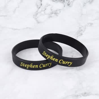 库里手环NBA球星手环男女运动硅胶手环夜光手环科比同款篮球手环 库里/黑色2条 小号(建议100斤以下者购买)
