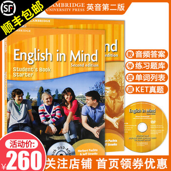 剑桥原版进口 English In Mind 中小学青少英语培训教材 英版第二版eim 剑桥cambridge通用五级MSE KET/PET考试教辅书  Starter初级 课本+练习册