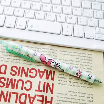 日系卡通动漫按动笔布丁狗狗美乐蒂签字笔少女心刷题笔黑笔水性笔 浅蓝 0.5mm