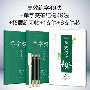 新款控笔楷书志飞习字高效练字49法硬笔楷书钢笔正楷速成教程字帖 三本套装+笔