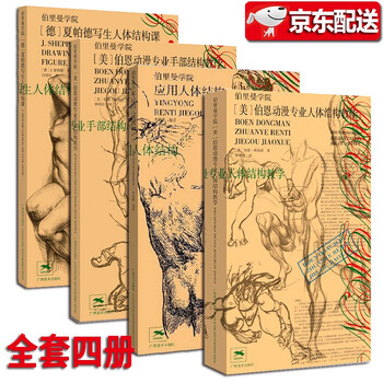 伯里曼学院系列丛书【全四册】应用人体结构+伯恩动漫专业人体结构教学、手部结构+夏帕德写生人体结构课 伯恩·霍加思