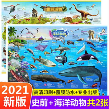 中国地图挂图 世界地图挂图 海洋动物-史前动物 全2张