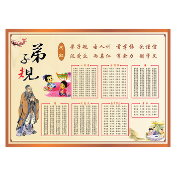 中国传统文化弟子规宣传画海报挂图中华国学教育校园文化挂画展板教室墙贴纸SCD SCD02 弟子规 70x100cm  PP覆膜贴纸