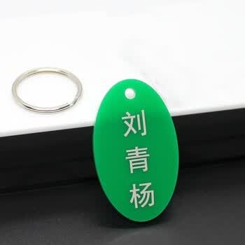 姓名牌10个挂牌带夹子学生晾衣服吊牌标签名字数字号码牌钥匙圈定制 双面椭圆形牌子加钥匙圈 10个