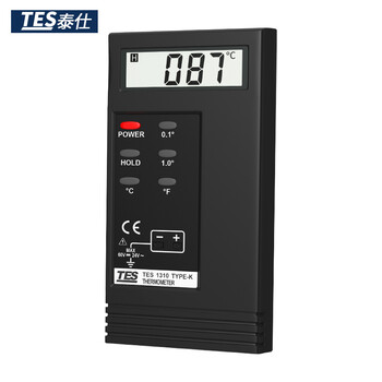 【泰仕TES-1310】台湾泰仕TES-1310高精度数字温度计 点温计 热电偶接触式测温仪 TES-1310官配（配1米200℃温度线 ...