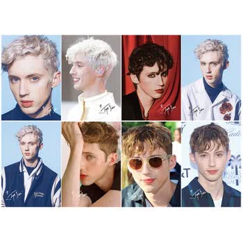 戳爷海报 2021全新Troye Sivan特洛伊希文明信片高清墙贴周边挂画 C款(光滑面) 海报43X29cm 一套8张