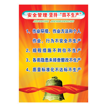 安全生产教育宣传画挂图安全知识海报车间安全生产常识墙贴画贴纸NKH NKH04 四不生产 70*50厘米 覆膜防水PP贴纸