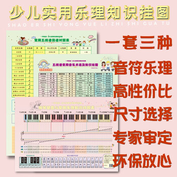 【】一学就会 少儿实用乐理知识挂图  家庭用中号版 一套三张