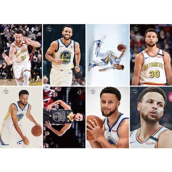 【球星推荐】NBA库里海报墙贴纸篮球星周边高清大海报宿舍壁画贴纸墙纸明信片 【1165】库里海报8张