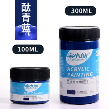 丙烯颜料防水手绘画材料diy墙绘彩绘工具24色画鞋子12色300ml白色炳稀染料不掉色儿童涂鸦丙 酞青蓝 100ml