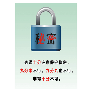 安全教育宣传画挂图海报保密标语秘密泄密责任心宣传栏展板墙贴画NAH31 NAH31-02 保密标语 40*30厘米 覆膜防水PP贴纸