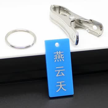 姓名牌10个挂牌带夹子学生晾衣服吊牌标签名字数字号码牌钥匙圈定制 单面条形牌子加夹子 10个