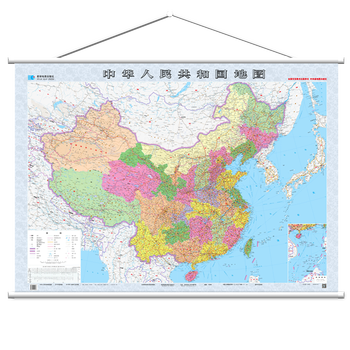 2022年新版中国地图挂图世界地图办公室挂图带杆约1.4米*1米双面覆膜防水挂图 中国地图挂图