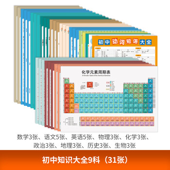 初中高中文科中国世界史年代大事件重点知识点挂图全套归纳汇总表初中知识大全9科(31张)